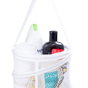 Bathroom Personal Organizer - 8" X 6" - Three Large Compartments to Organize Your Bathroom Accessories. The Shower Caddy Features a Drainage Hole and Carry Handle for Easy Transport. (White)