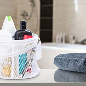 Bathroom Personal Organizer - 8" X 6" - Three Large Compartments to Organize Your Bathroom Accessories. The Shower Caddy Features a Drainage Hole and Carry Handle for Easy Transport. (White)