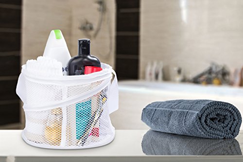 Bathroom Personal Organizer - 8" X 6" - Three Large Compartments to Organize Your Bathroom Accessories. The Shower Caddy Features a Drainage Hole and Carry Handle for Easy Transport. (White)