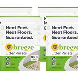 Purina Tidy Cats Breeze Litter Pellets Refill Pouch, Made for Multiple Cats, Anti-Tracking Pellets for Breeze Litter System, 3.5 LB Refill Pouch (Pack of 4)