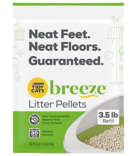 Purina Tidy Cats Breeze Litter Pellets Refill Pouch, Made for Multiple Cats, Anti-Tracking Pellets for Breeze Litter System, 3.5 LB Refill Pouch (Pack of 4)