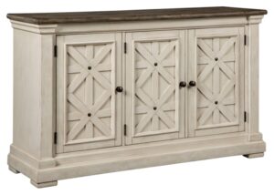 signature design by ashley bolanburg french country dining room server, two-tone white & brown