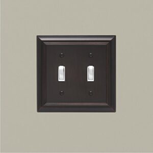 Amazon Basics Double Toggle Light Switch Wall Plate, Oil Rubbed Bronze, Set of 2