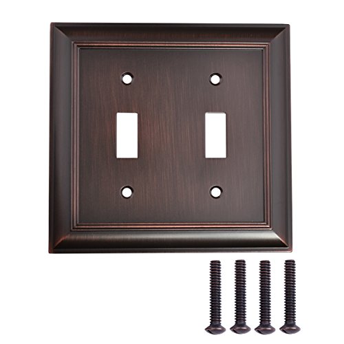 Amazon Basics Double Toggle Light Switch Wall Plate, Oil Rubbed Bronze, Set of 2