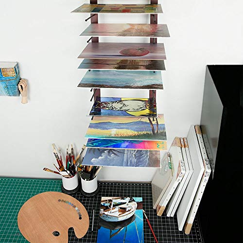 Creative Mark Art Drying Rack for Artist Painting Panels, Paper & Prints, Ladder Style Artwork Organizer, Mahogany Finish