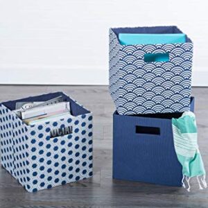 DII Poly-Cube Storage Collection Hard Sided, Collapsible Solid, Large, Nautical Blue