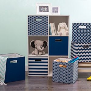 DII Poly-Cube Storage Collection Hard Sided, Collapsible Solid, Large, Nautical Blue