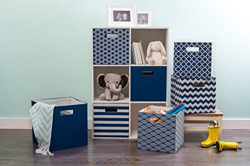 DII Poly-Cube Storage Collection Hard Sided, Collapsible Solid, Large, Nautical Blue