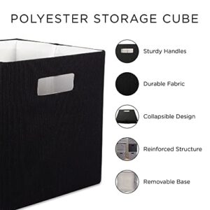 DII Polyester Cube Storage Collection Collapsible Hard Sided Bin, 13x13x13, Black