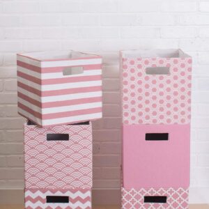 DII Hard Sided Collapsible Fabric Storage Container for Nursery, Offices, & Home Organization, (13x13x13") - Lattice Rose