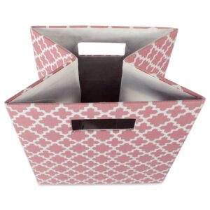 DII Hard Sided Collapsible Fabric Storage Container for Nursery, Offices, & Home Organization, (13x13x13") - Lattice Rose