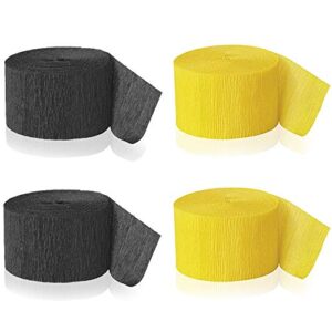 black and yellow gold crepe paper streamers (2 rolls each color) made in usa