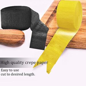 Black and Yellow Gold Crepe Paper Streamers (2 Rolls Each Color) Made in USA