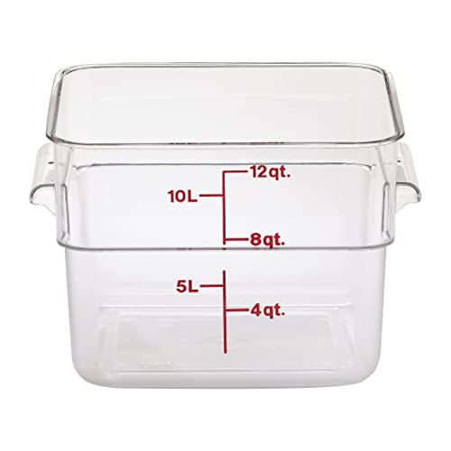 Cambro Camwear 12SFSCW135 Polycarbonate Square Food Storage Container, 12 Quart, 6 Pack