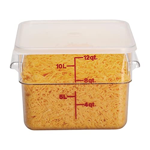 Cambro Camwear 12SFSCW135 Polycarbonate Square Food Storage Container, 12 Quart, 6 Pack