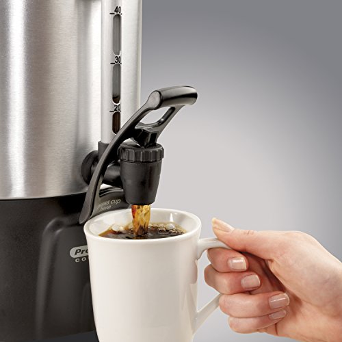 Proctor Silex Commercial 45060R Coffee Urn 60 Cup Aluminum, One Hand Dispensing, Coffee Level Indicator, 16.93" Height, 11.73" Width, 12.56" Length, Stainless Steel