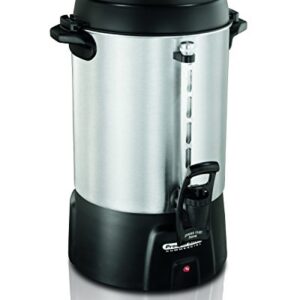 Proctor Silex Commercial 45060R Coffee Urn 60 Cup Aluminum, One Hand Dispensing, Coffee Level Indicator, 16.93" Height, 11.73" Width, 12.56" Length, Stainless Steel