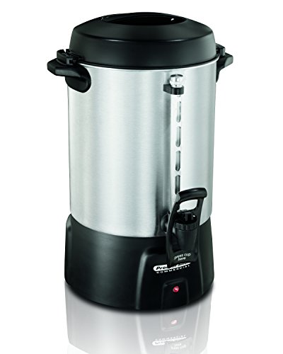 Proctor Silex Commercial 45060R Coffee Urn 60 Cup Aluminum, One Hand Dispensing, Coffee Level Indicator, 16.93" Height, 11.73" Width, 12.56" Length, Stainless Steel