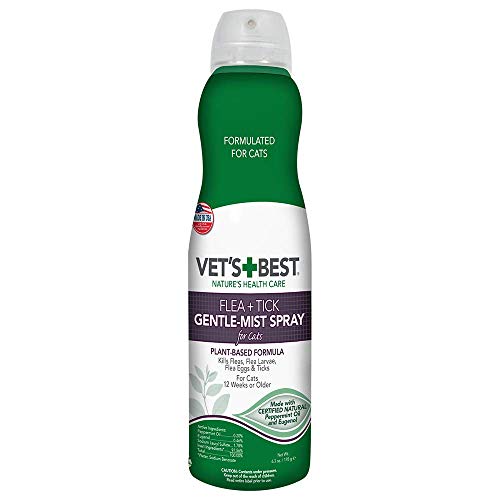 Vet's Best Flea and Tick Gentle-Mist Spray for Cats | Flea and Tick Spray with Certified Natural Oils | Gentle-Mist Spray for Easy Application and Control | 6.3 Ounces