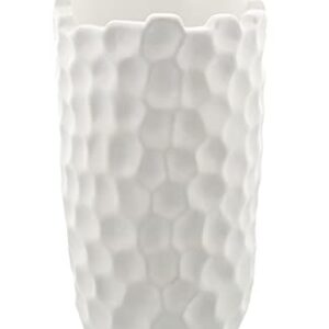 Deco 79 Porcelain Vase with Hammered Texture, 5" x 5" x 9", White