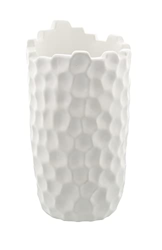 Deco 79 Porcelain Vase with Hammered Texture, 5" x 5" x 9", White