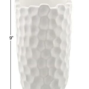 Deco 79 Porcelain Vase with Hammered Texture, 5" x 5" x 9", White