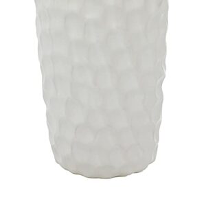 Deco 79 Porcelain Vase with Hammered Texture, 5" x 5" x 9", White