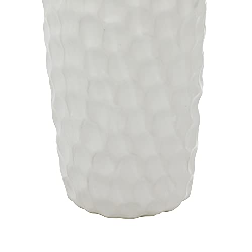 Deco 79 Porcelain Vase with Hammered Texture, 5" x 5" x 9", White