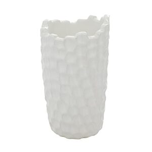 Deco 79 Porcelain Vase with Hammered Texture, 5" x 5" x 9", White