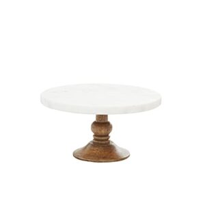 deco 79 mango wood cake stand with wood base, 10" x 10" x 5", white