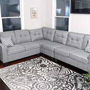 Oliver Smith 295 Light Sofa Sectional, Gray/Grey