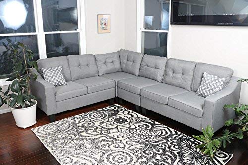 Oliver Smith 295 Light Sofa Sectional, Gray/Grey