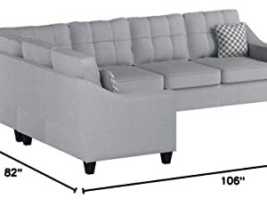 Oliver Smith 295 Light Sofa Sectional, Gray/Grey