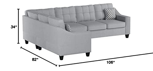 Oliver Smith 295 Light Sofa Sectional, Gray/Grey