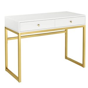 acme furniture acme 92312 coleen desk, white & brass