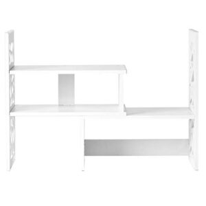 MyGift White Expandable Desktop Bookshelf Organizer with 5 Display Shelves, Small Stationery Storage Shelf Unit, College Dorm Desk Book Organizer