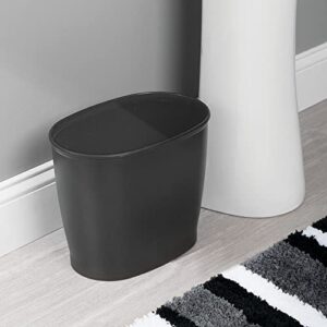 mDesign Plastic Oval Small 2.25 Gallon/8.5 Liter Trash Can Wastebasket, Garbage Container Bin for Bathroom, Kitchen, Office, Dorm - Holds Waste, Refuse, Recycling, Hyde Collection, Black, Pack of 1