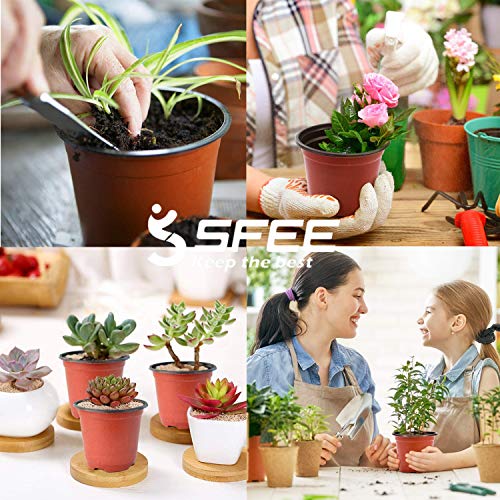 Sfee 100 Pack Plant Nursery Pots 4 inch Plastic Plant Pots, Soft Durable Reusable Seed Starting Pots for Succulents Plants Vegetables Fruits Seedlings Cuttings Transplanting with 100 Plant Labels