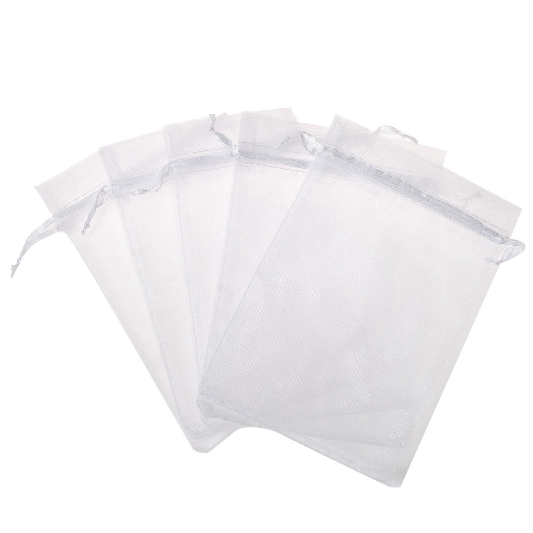 KUPOO Pack of 100PCS 6x8 Inch Organza Drawstring Gift Bag Pouch Wrap for Party/Game/Wedding (White)