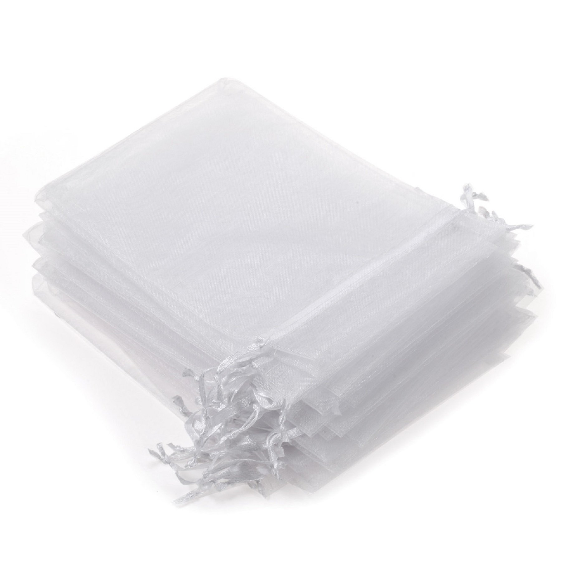 KUPOO Pack of 100PCS 6x8 Inch Organza Drawstring Gift Bag Pouch Wrap for Party/Game/Wedding (White)