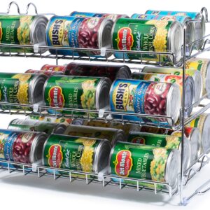 Stackable Can Rack Organizer, for 36 cans - Great for the Pantry Shelf, Kitchen Cabinet or Counter-top. Stack Another Set on Top to Double Your Storage Capacity. (Chrome Finish), Standart