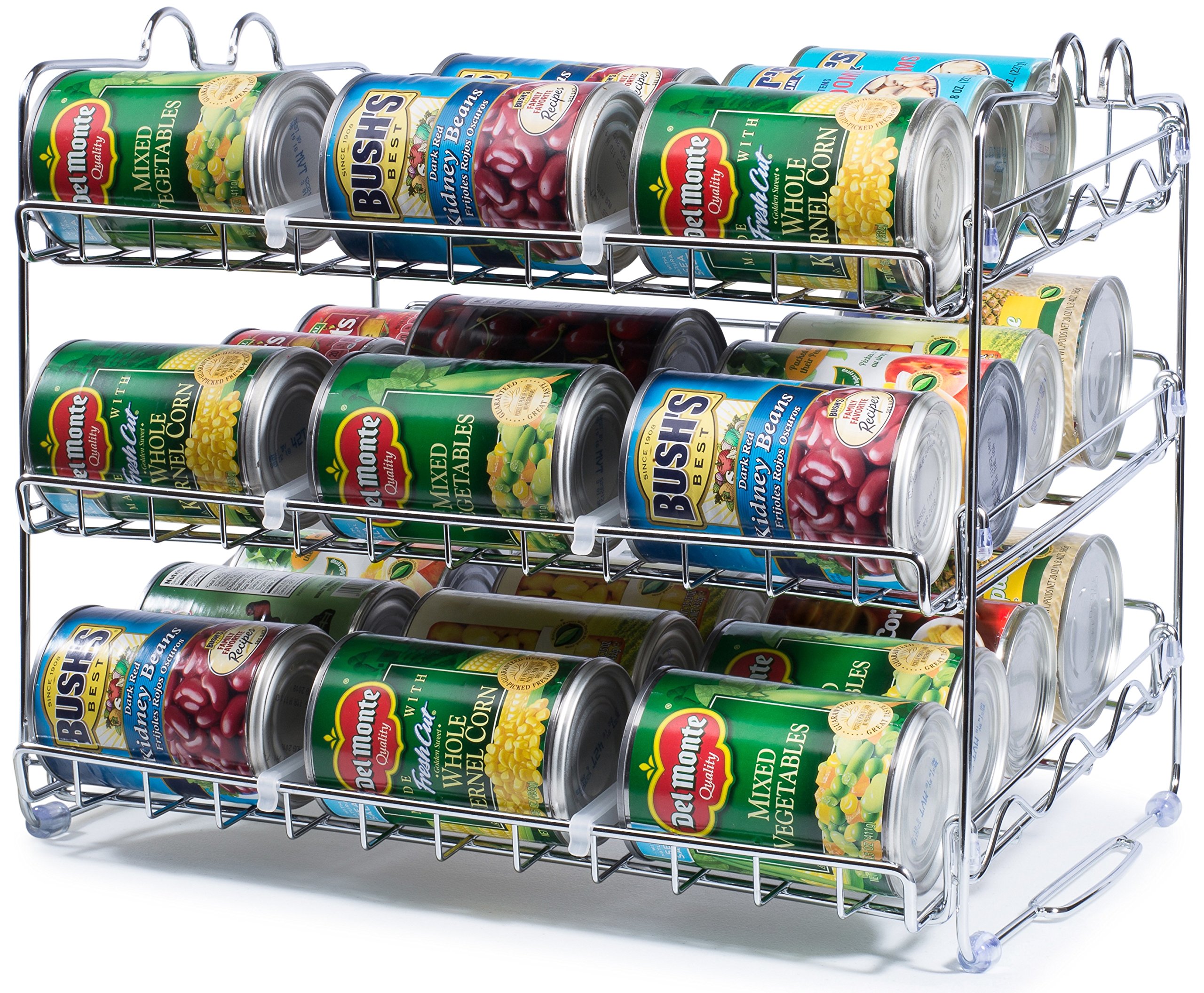 Stackable Can Rack Organizer, for 36 cans - Great for the Pantry Shelf, Kitchen Cabinet or Counter-top. Stack Another Set on Top to Double Your Storage Capacity. (Chrome Finish), Standart