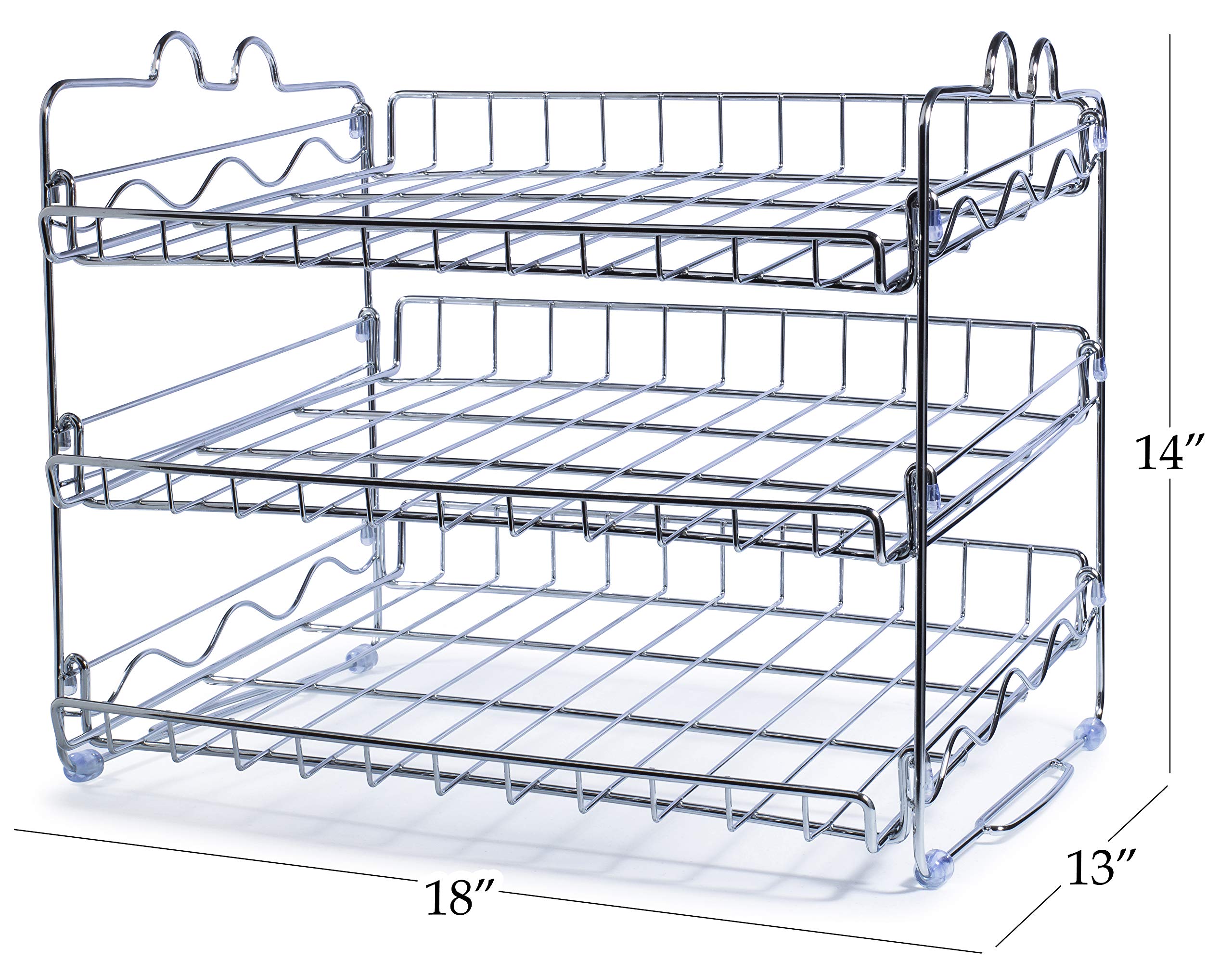 Stackable Can Rack Organizer, for 36 cans - Great for the Pantry Shelf, Kitchen Cabinet or Counter-top. Stack Another Set on Top to Double Your Storage Capacity. (Chrome Finish), Standart