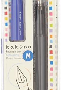 PILOT Kakuno Fountain Pen, Grey/Blue Barrel, Medium Nib (90133)