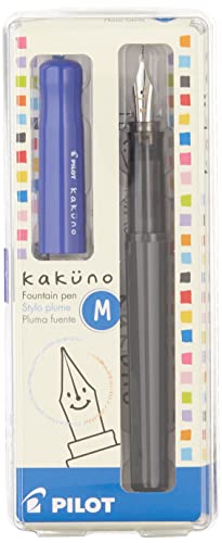 PILOT Kakuno Fountain Pen, Grey/Blue Barrel, Medium Nib (90133)