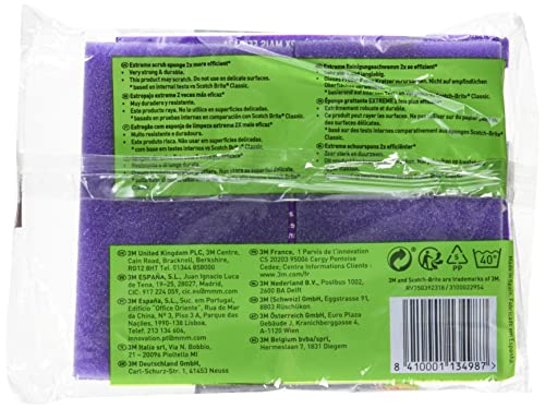 Scotch-Brite Fiber with Sponge, Polyurethane, Purple (Extreme), 2 Unidad