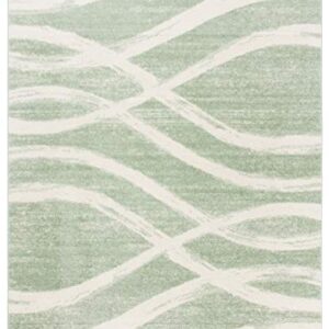 SAFAVIEH Adirondack Collection Area Rug - 8' x 10', Sage & Cream, Modern Wave Distressed Design, Non-Shedding & Easy Care, Ideal for High Traffic Areas in Living Room, Bedroom (ADR125X)