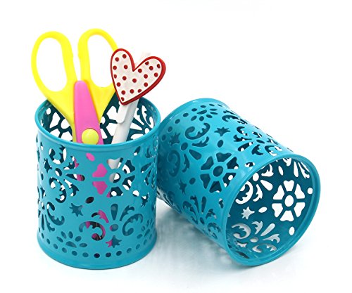 EasyPAG 2 Pack Pen Holder Desk Pencil Cup Marker Holder Makeup Brush Holders Desk Accessories & Workspace Organizers for Home, School & Office, Dark Teal