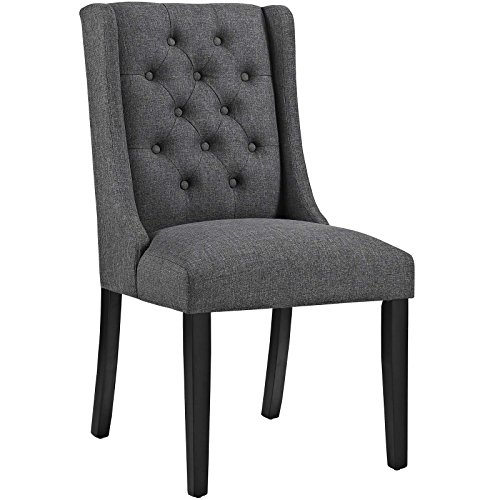 Modway Baronet Modern Tufted Upholstered Fabric Parsons Kitchen and Dining Room Chair in Gray