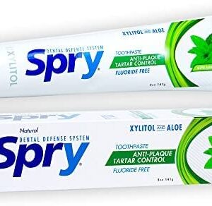 Spry Xylitol Toothpaste with Fluoride, Natural Spearmint, Anti-Cavity, 5 oz (3 Pack)